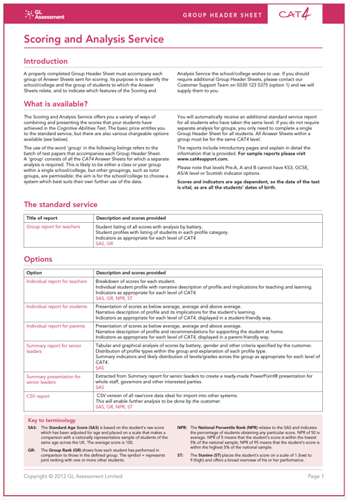 Appendix D: Group Header Sheet - GL Support