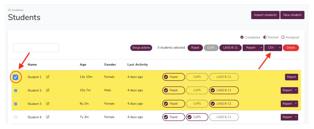 Scoring and reporting - GL Support