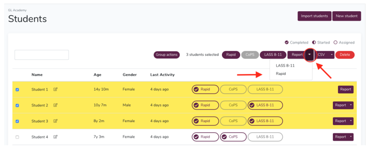 Scoring and reporting - GL Support